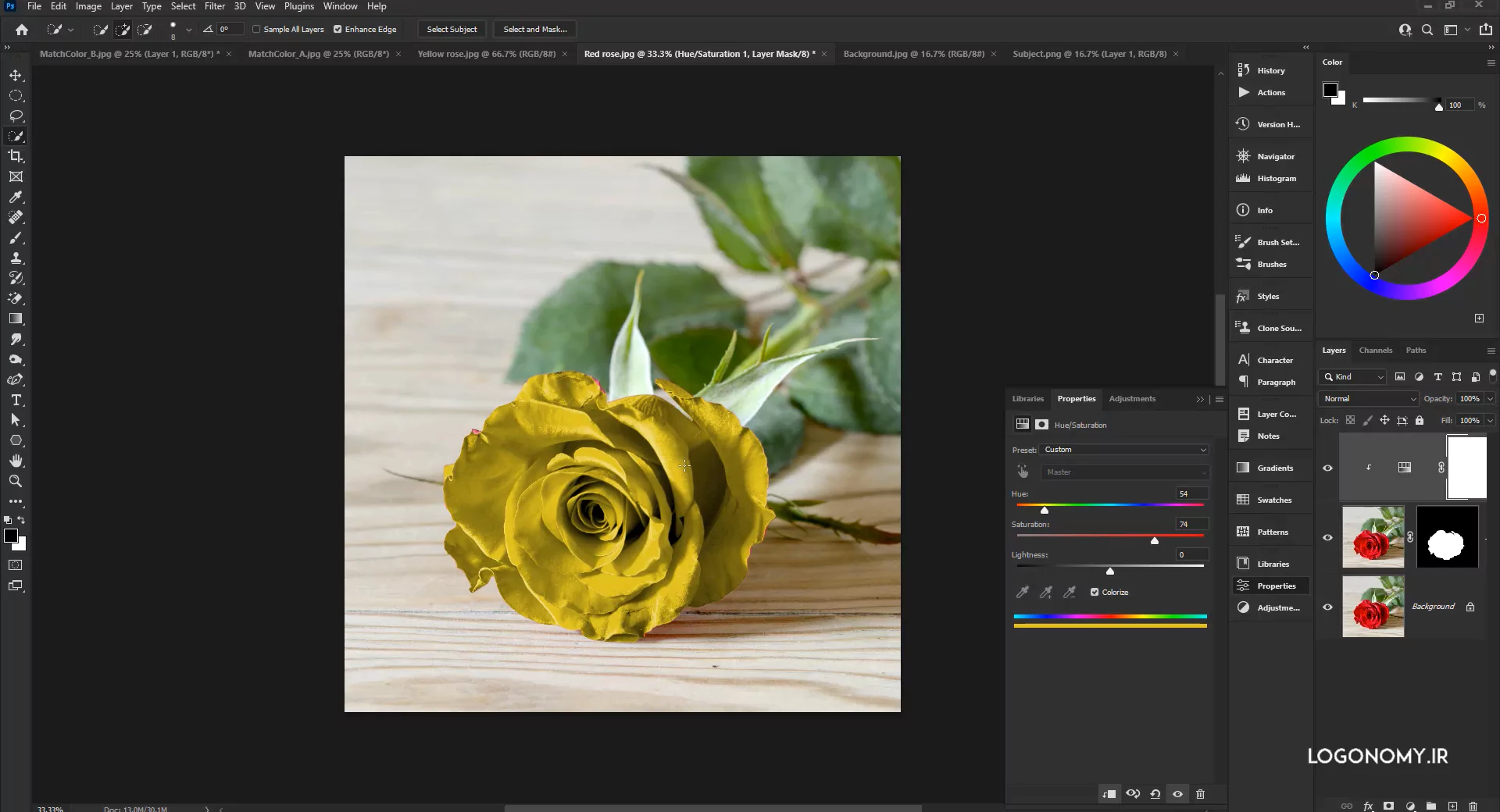 تنظیم رنگ و نور تصویر با فرمان Match color در برنامه فتوشاپ