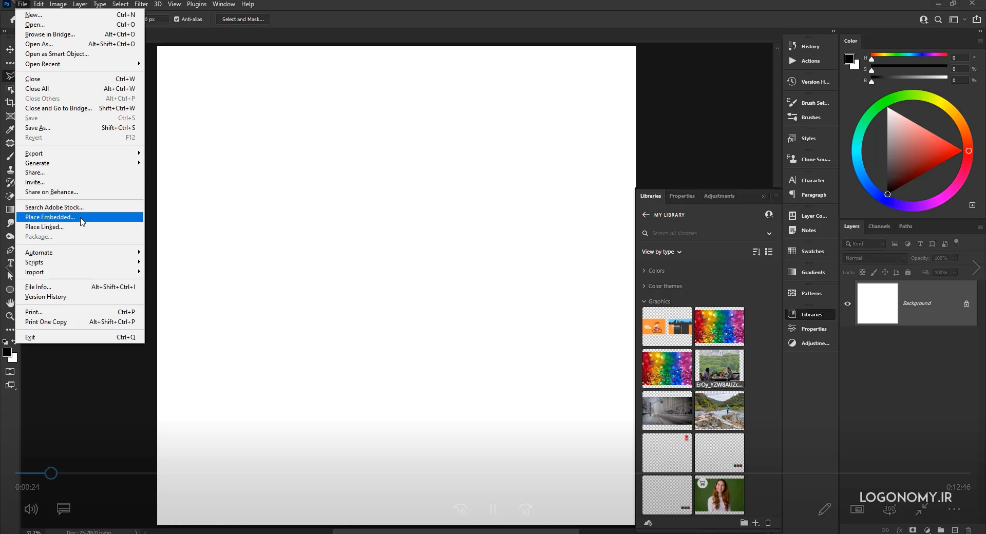 باز کردن عکس در فتوشاپ با استفاده از Place Linked-Place Embedded