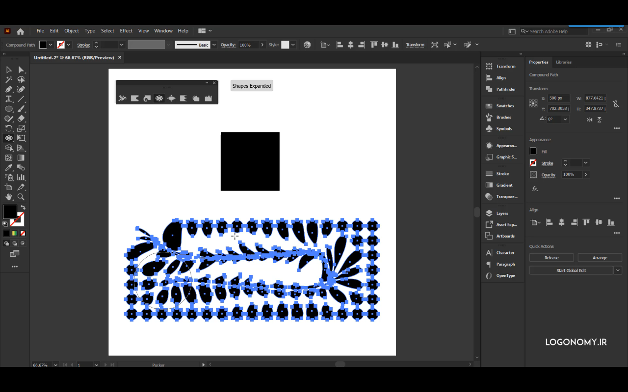 آشنایی با ابزارهای ویرایش خط و شکل در ایلوستریتور
