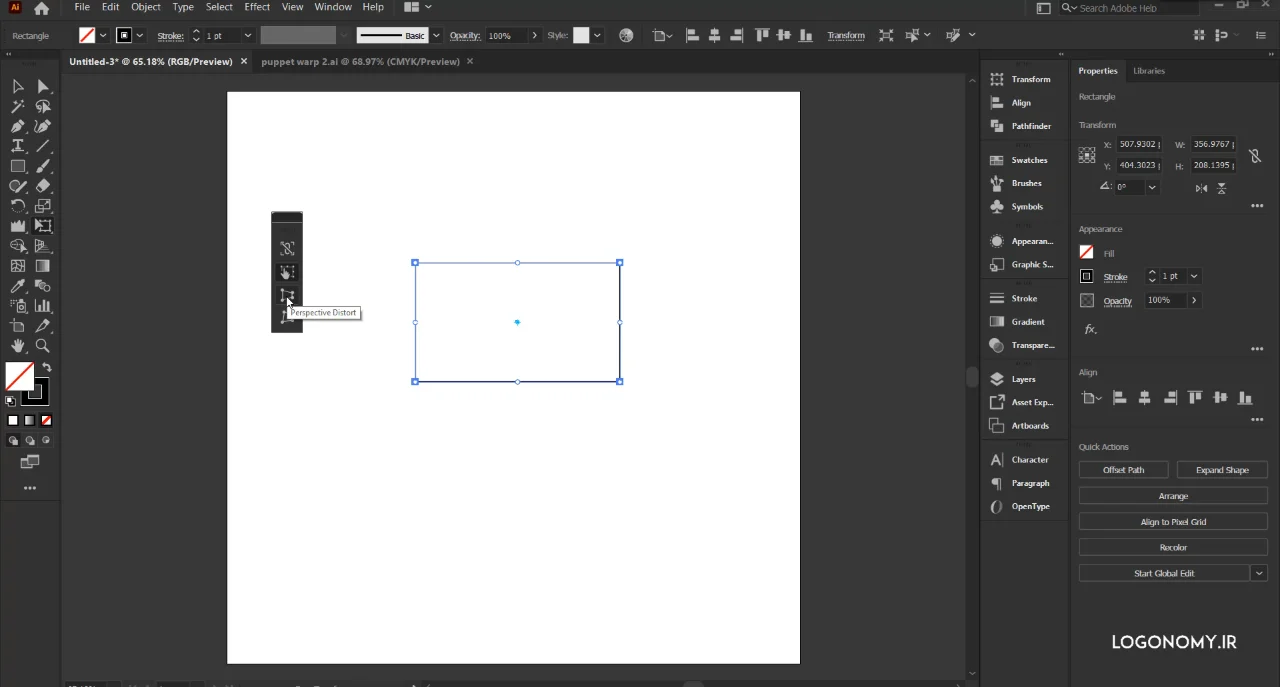 آشنایی با ابزار Free Transform Tool در ایلوستریتور